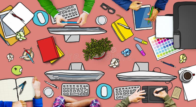 Business People Working Office Place of Work Concept Stock Illustration ...