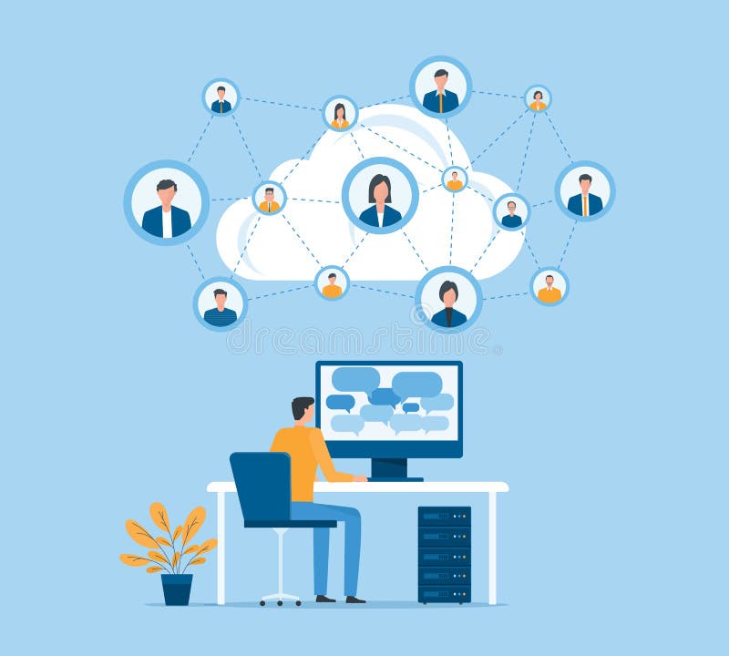 Business People Working Online Connection on Cloud Technology Network ...