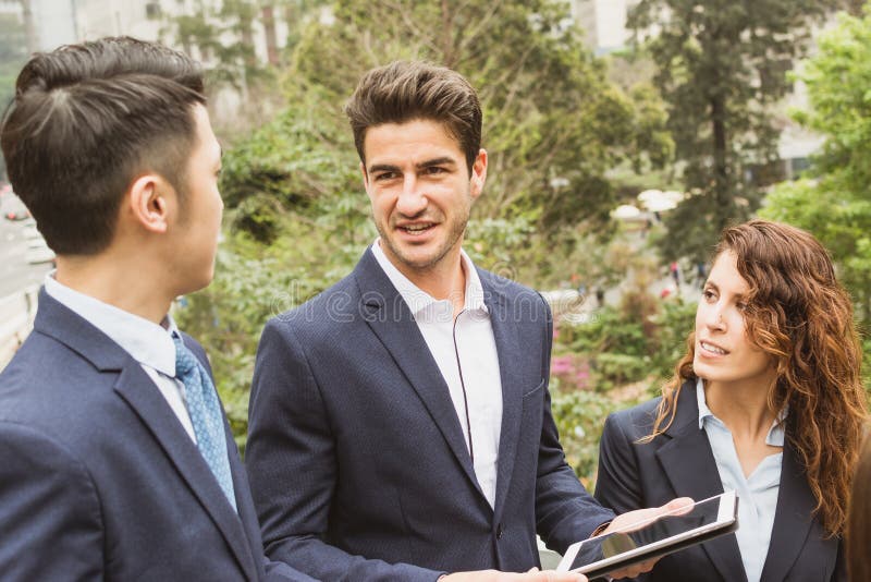 Business people working stock photo. Image of group, cityscape - 71579056