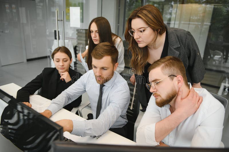 Business People Working on Project in Office Stock Image - Image of ...