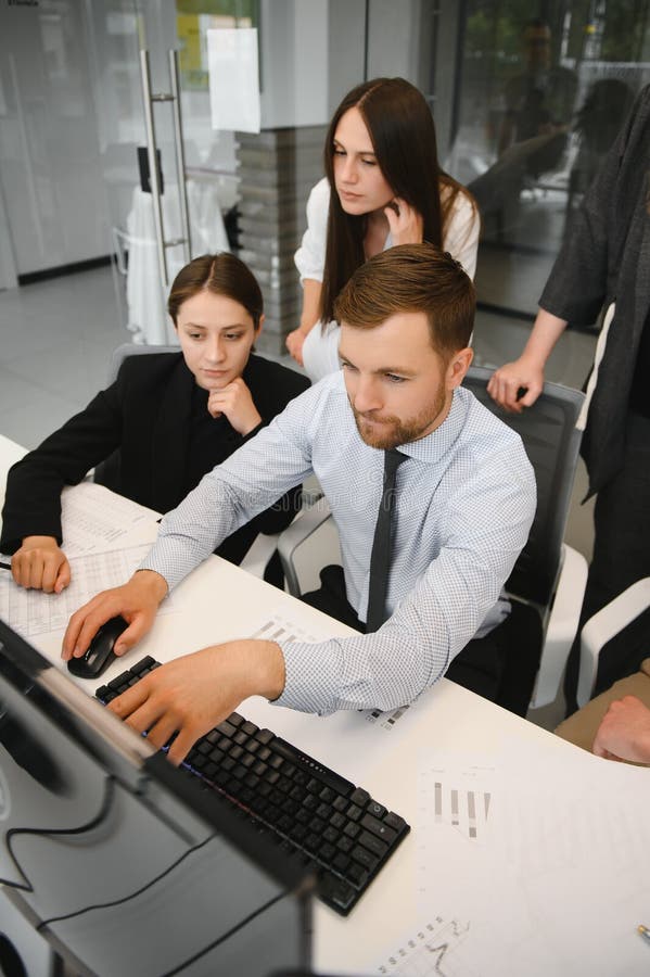 Business People Working on Project in Office Stock Photo - Image of ...