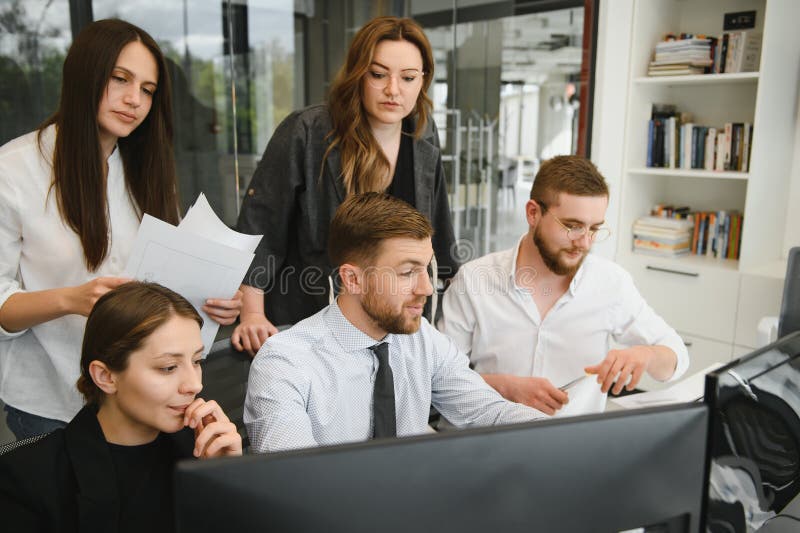 Business People Working on Project in Office Stock Photo - Image of ...