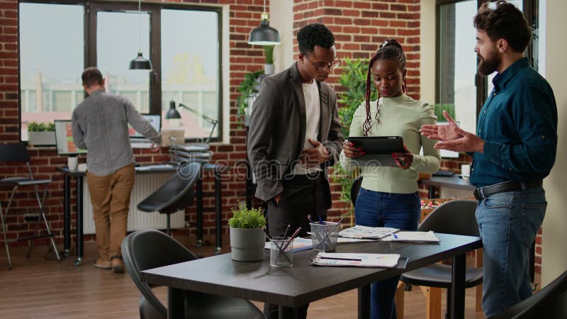 Business People Working on Research Project with Charts Data Stock ...