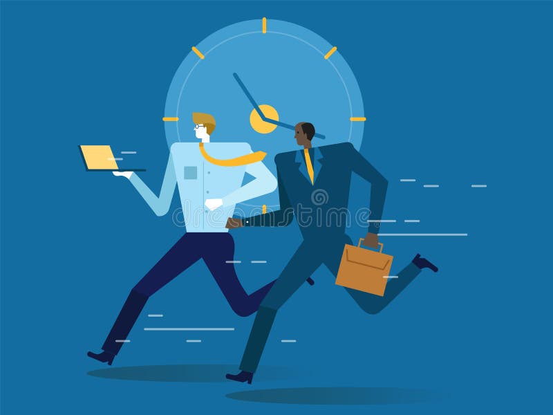 Business People Working and Running on the Time Background. Stock ...