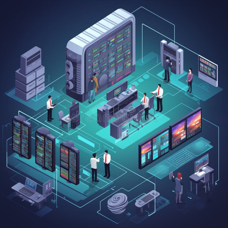 Business People Working in Server Room. by Generative Ai Stock ...