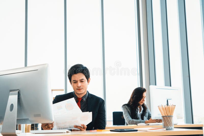 Business People Working at Table in Modern Office Jivy Stock Image ...