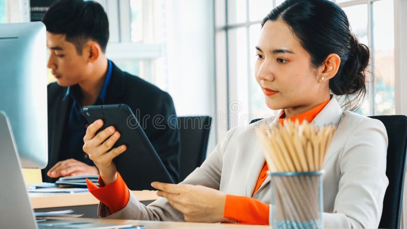 Business People Working at Table in Modern Office Jivy Stock Image ...