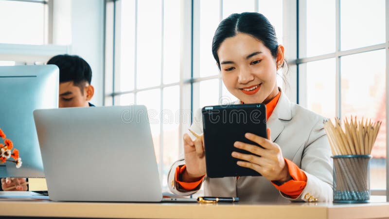 Business People Working at Table in Modern Office Jivy Stock Image ...