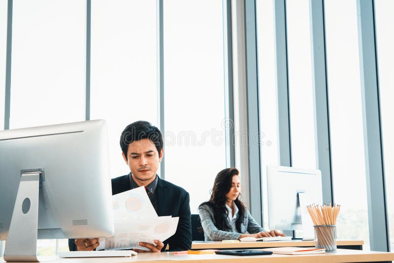 Business People Working at Table in Modern Office Jivy Stock Image ...