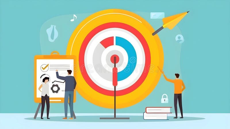 Business People Working on Target. Successful Teamwork Concept. Vector ...