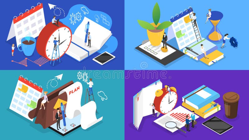 Business People Working in Team and Plannnig Set Stock Vector ...