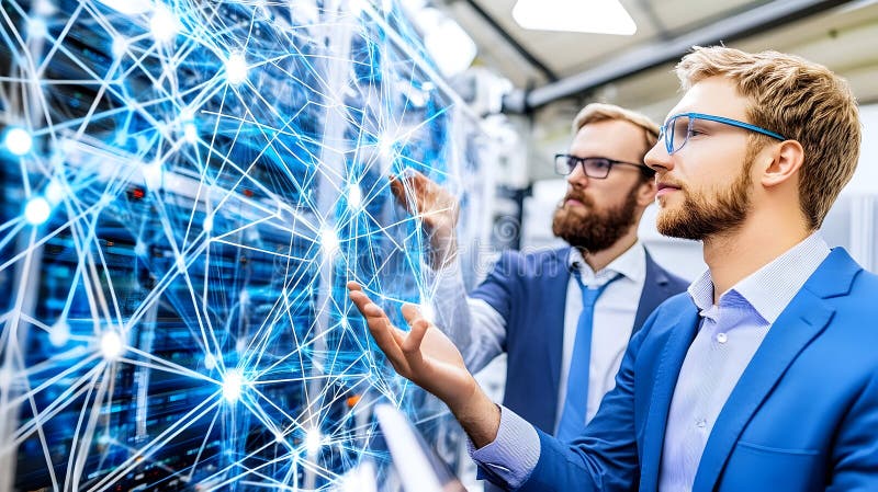 Business People Working with Technology Stock Illustration ...