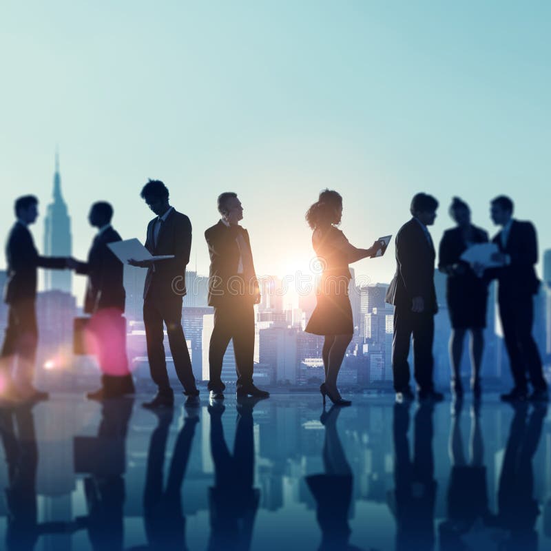 Business People Working Technology Rooftop City Concept Stock Image ...