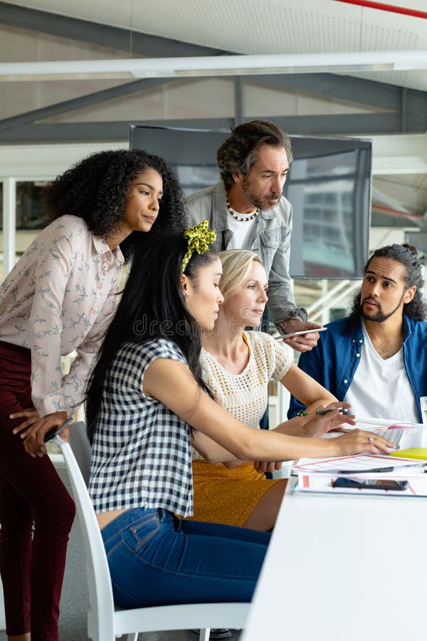 Group of Young People Working Together on Computer Stock Photo - Image ...