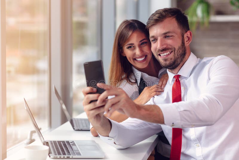 Happy Business People Working Together on Computer Stock Image - Image ...