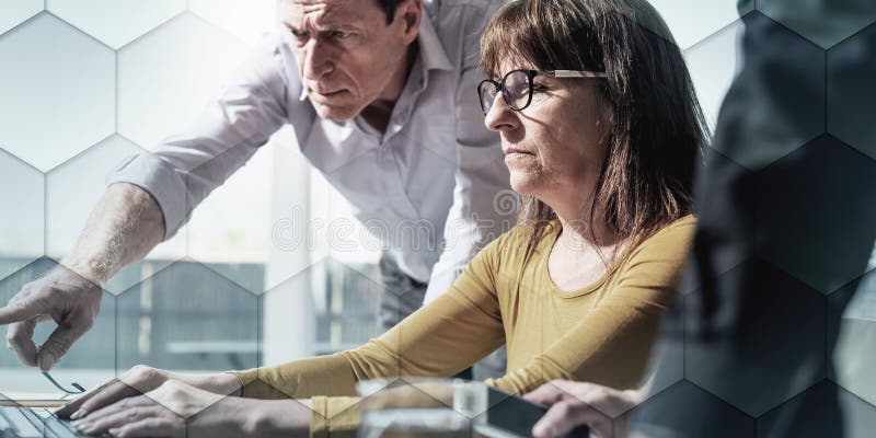 Business People Working Together, Geometric Pattern Stock Photo - Image ...