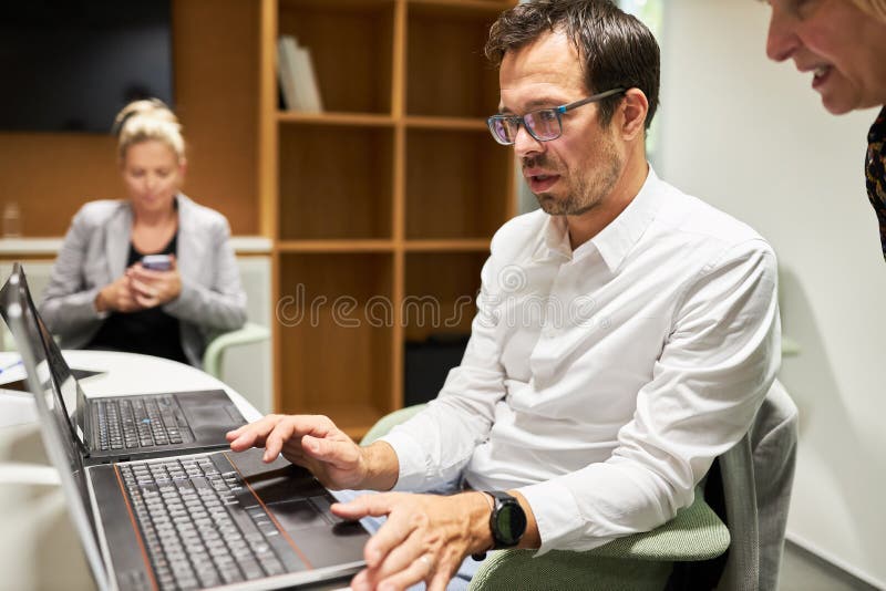 Business People Working Together on Laptop Pc Stock Image - Image of ...