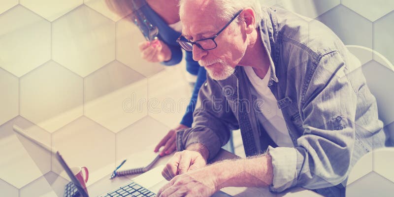 Business People Working Together, Light Effect, Geometric Pattern Stock ...