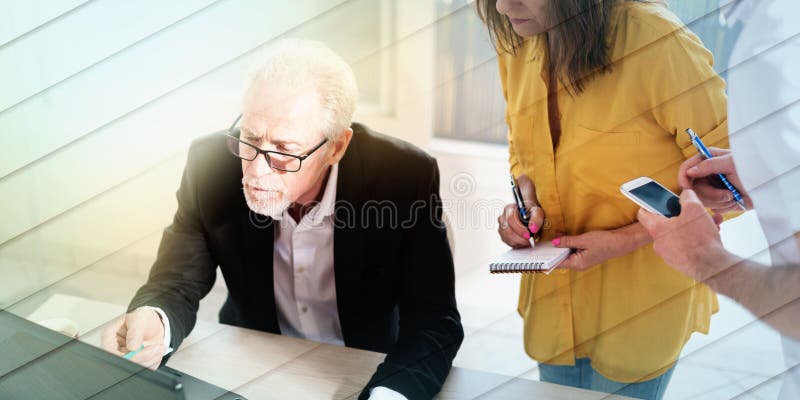 Business People Working Together, Light Effect, Geometric Pattern Stock ...