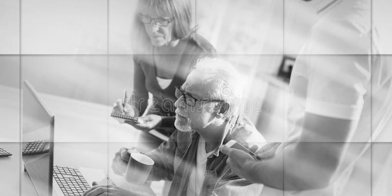 Business People Working Together, Light Effect, Geometric Pattern Stock ...