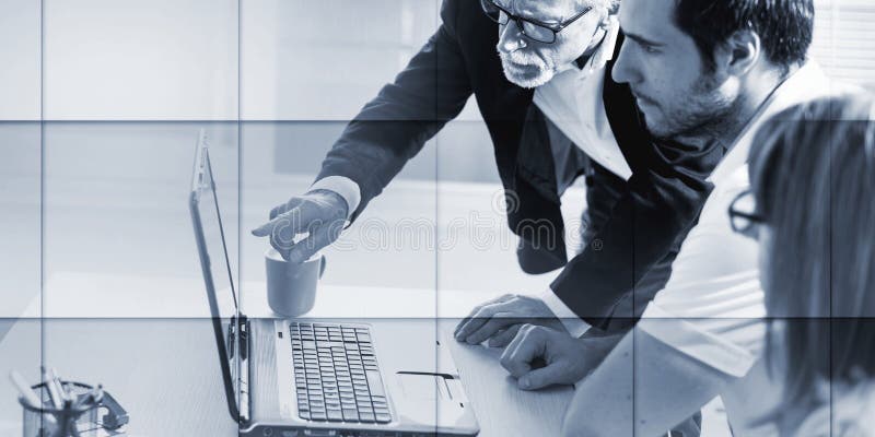 Business People Working Together, Light Effect, Geometric Pattern Stock ...