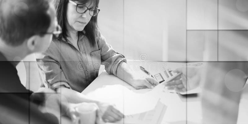 Business People Working Together, Light Effect, Geometric Pattern Stock ...