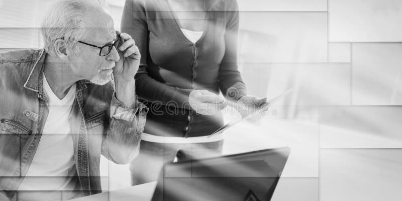 Business People Working Together, Light Effect, Geometric Pattern Stock ...