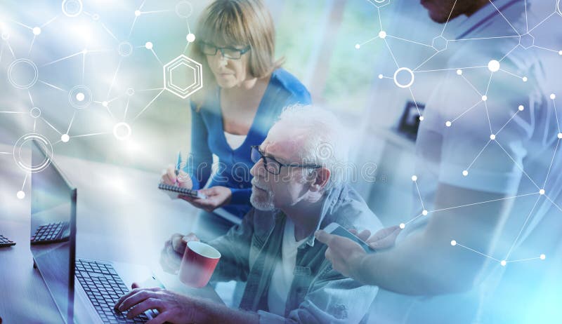 Business People Working Together, Light Effect Light Effect Stock Photo ...