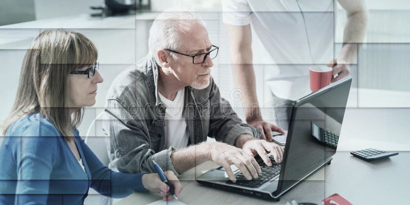 Business People Working Together, Geometric Pattern Stock Photo - Image ...