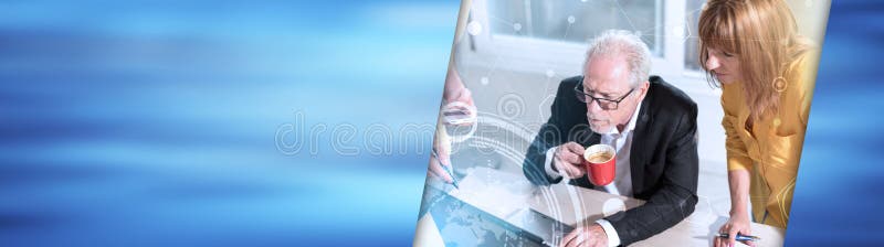 Business People Working Together, Light Effect. Panoramic Banner Stock ...