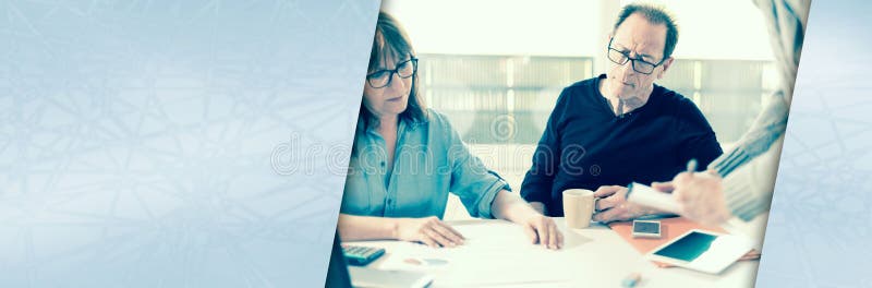 Business People Working Together, Post Processing. Panoramic Banner ...