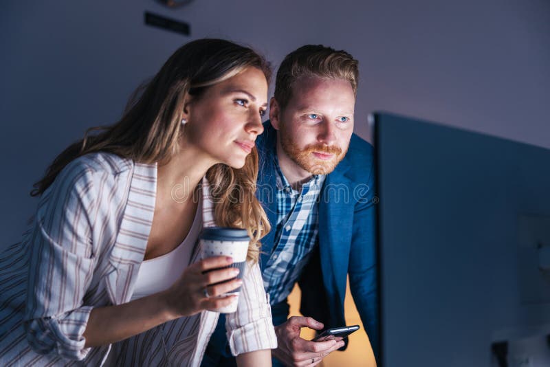 Business People Working Together in an Office Stock Image - Image of ...