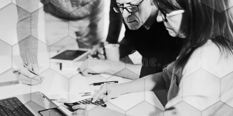 Business People Working Together, Post Processing, Geometric Pattern ...