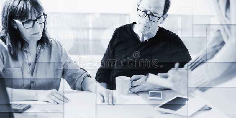 Business People Working Together, Post Processing, Geometric Pattern ...