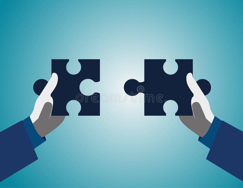 Business People are Working Together To Put Two Puzzles. Cooperation ...