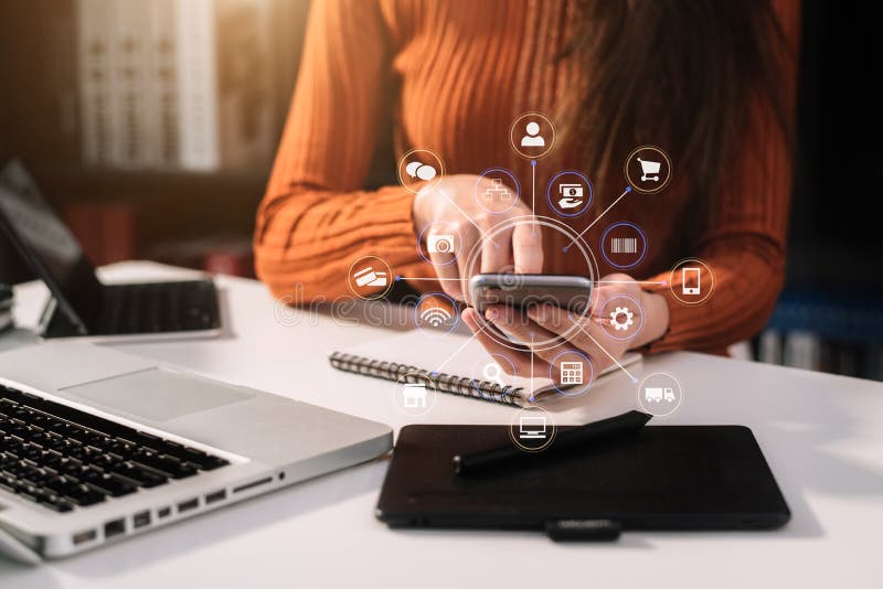 Business People Working in the Work Area with Smartphone and Data ...