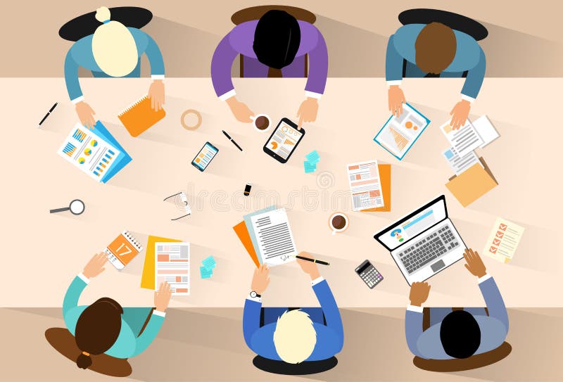 Business People Workplace Top Angle Above View Stock Vector ...