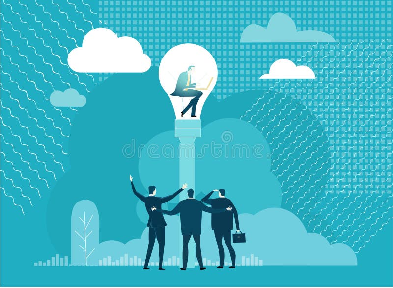 Business People Works with Light Bulb As Symbol of Finding a Bright ...
