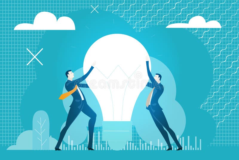 Business People Works with Light Bulb As Symbol of Finding a Bright ...