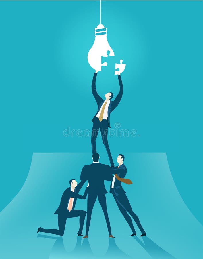 Business People Works with Light Bulb As Symbol of Finding a Bright ...