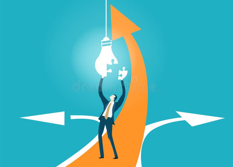 Business People Works with Light Bulb As Symbol of Finding a Bright ...