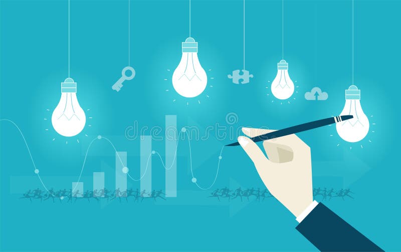 Business People Works with Light Bulb As Symbol of Finding a Bright ...