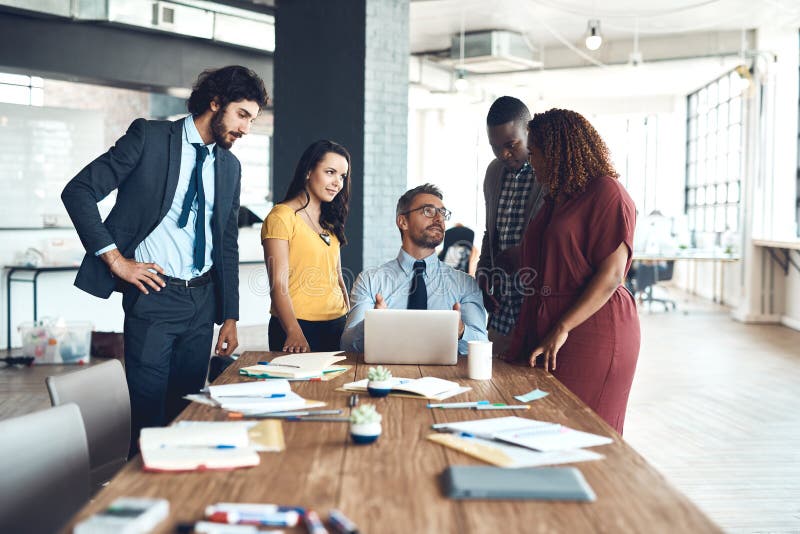 Business People, Workshop and Conversation with Laptop Together for ...