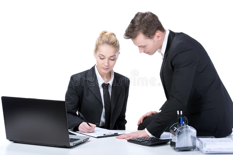 Manager and assistant stock image. Image of colleagues - 19532233