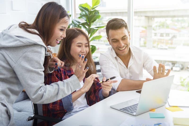 Business Peoples Using Laptop for Online Meeting in Office. Wireless ...