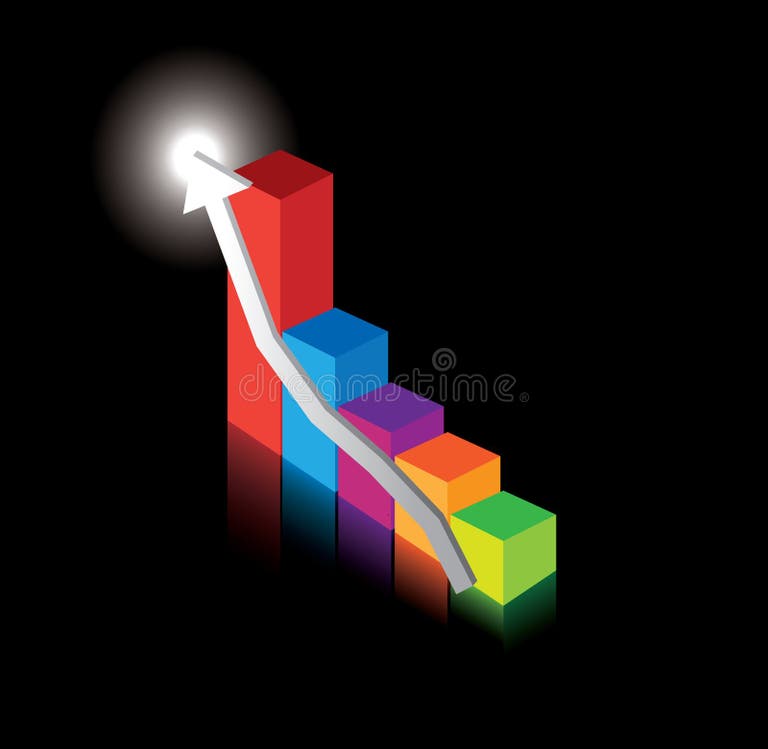 Business Performance Graph on Black Stock Vector - Illustration of ...