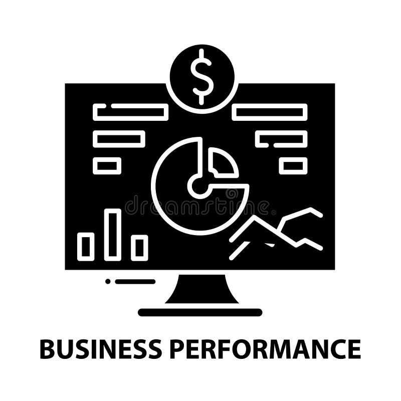 Performance Management Icon, Black Sign with Strokes, Concept ...