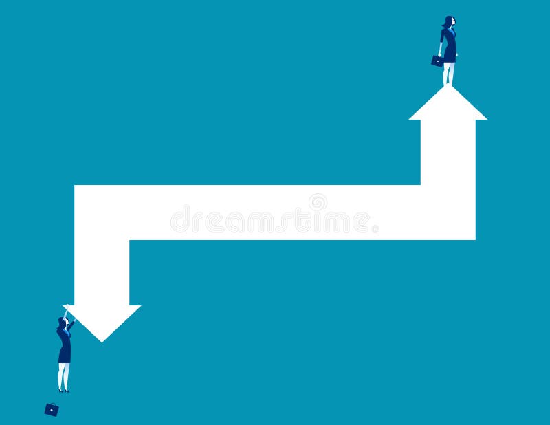Business Person and Arrows Representing Rise and Fall. Concept Business ...