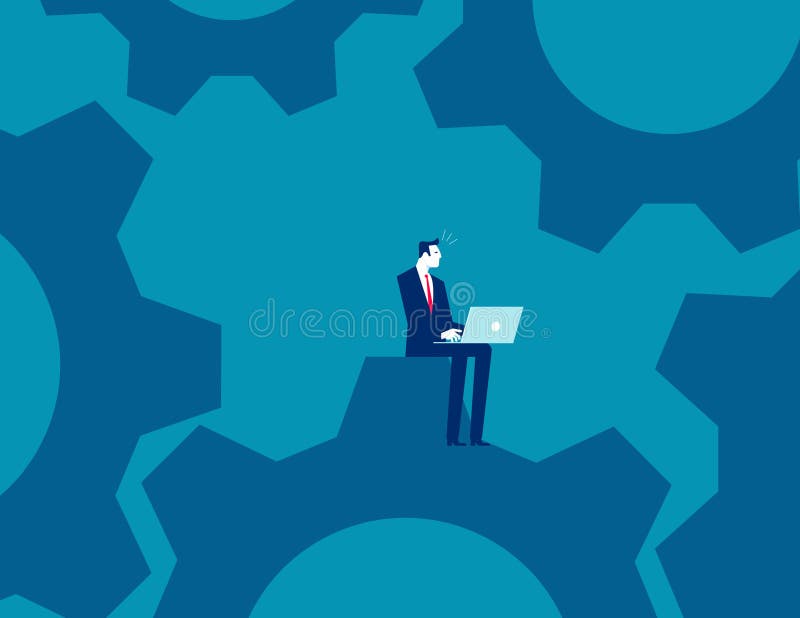 Business Person Caught Up in the Work Gears. Business Vector Flat Style ...