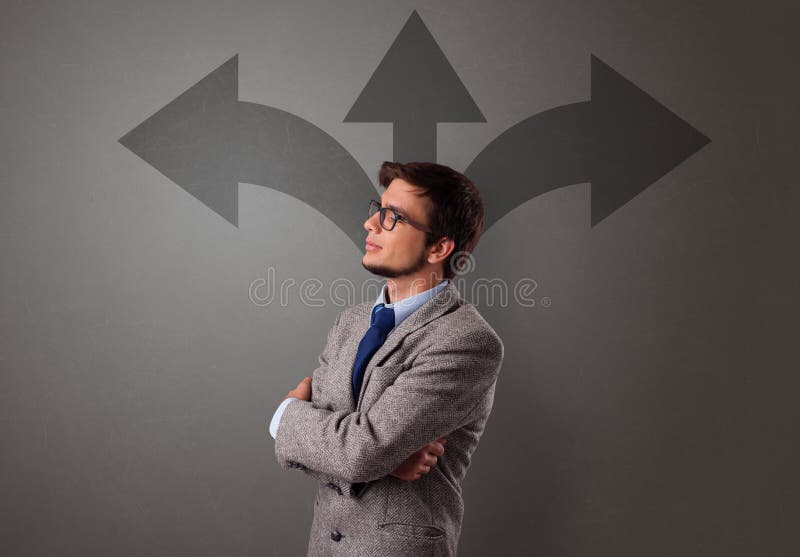 Business Person Choosing Direction Stock Image - Image of grey, pocket ...